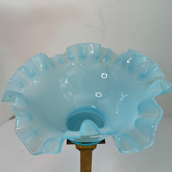 Accents | Vintage Fenton Blue Glass Ruffled Bowl Early Vintage 7 Inches ...